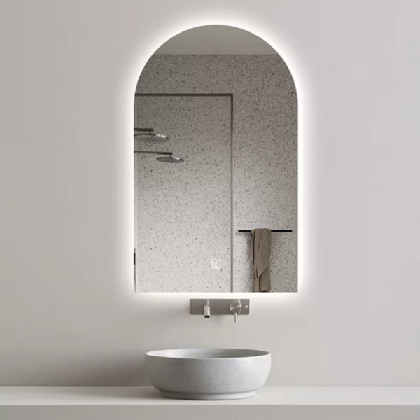 OSLO Frameless LED Backlit Arched Mirror – Infinity Plus Bathrooms